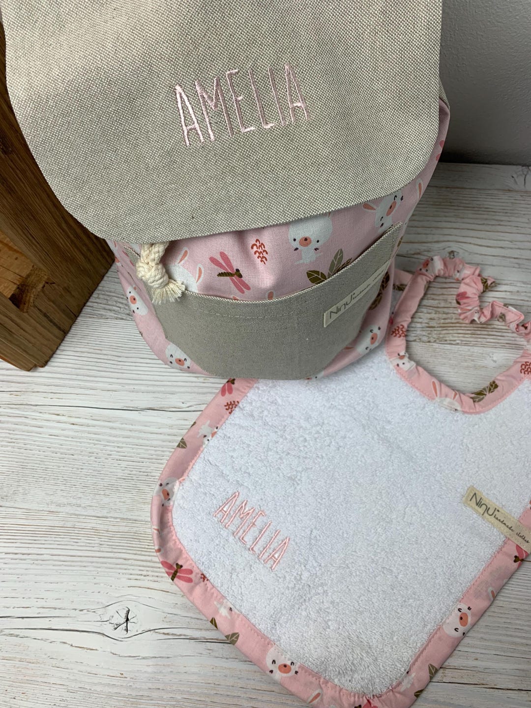 CECE Backpack, Towels and Pink Bunny Bibs - OEKO-TEX Cotton ...