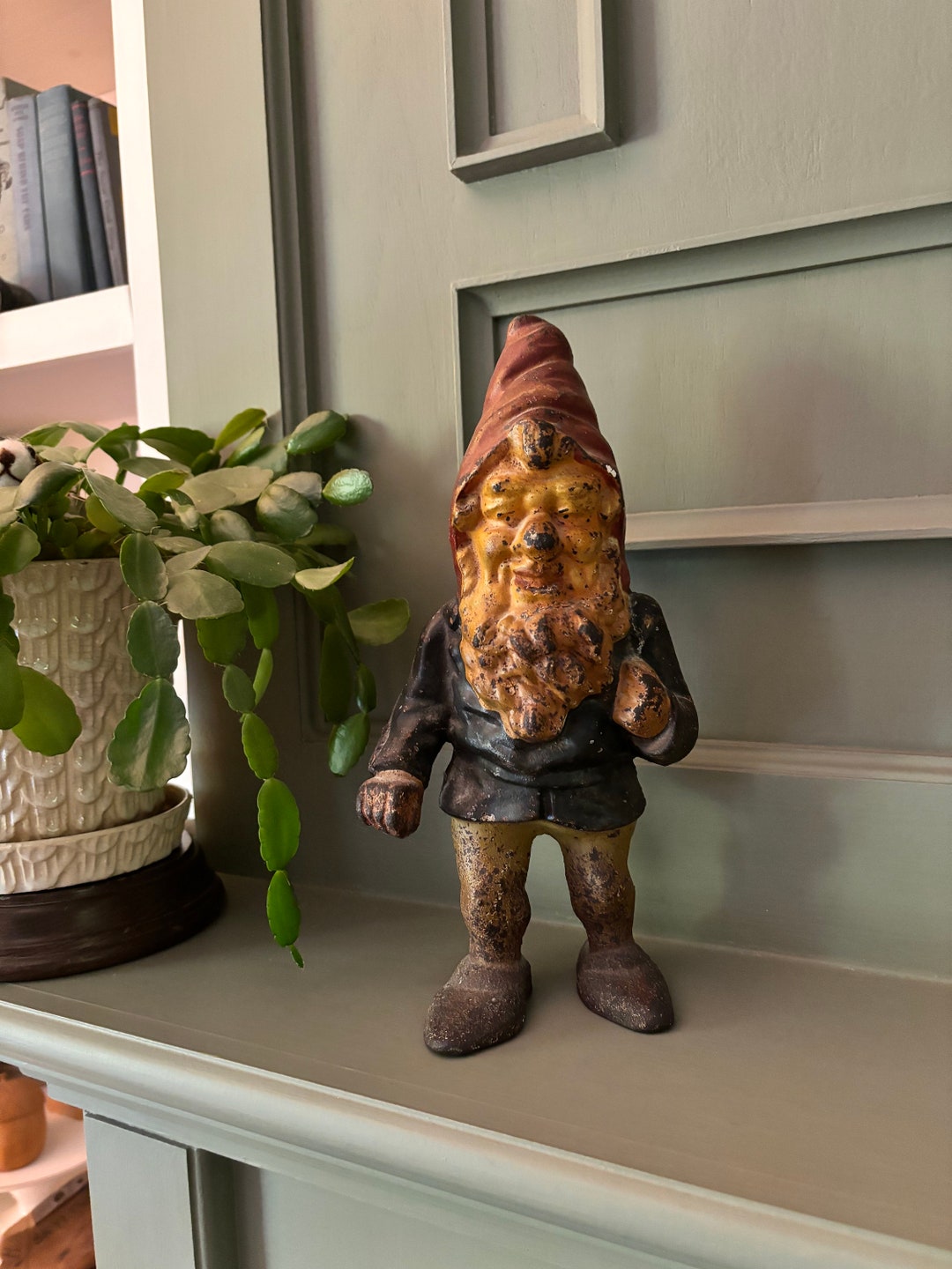 Super Rare Vintage Cast Iron Garden Gnome/doorstop - Etsy