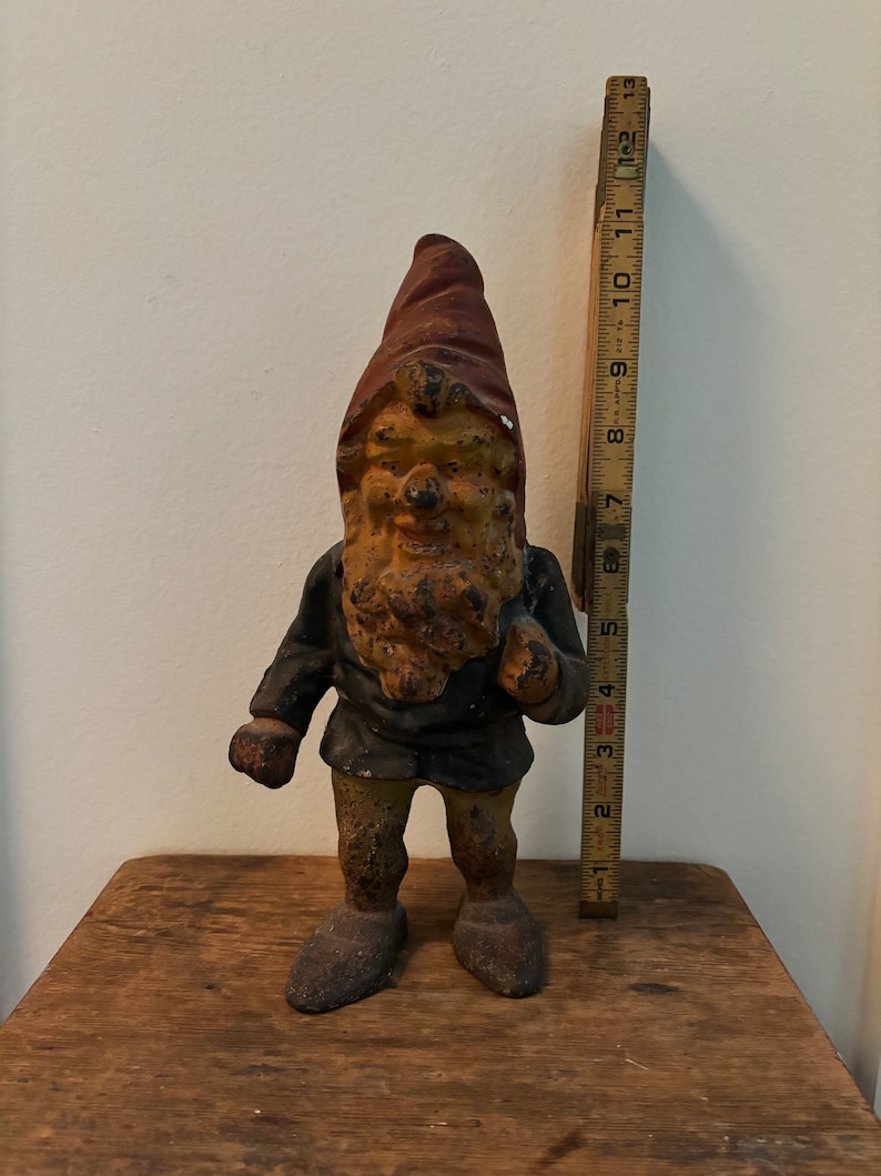 Super Rare Vintage Cast Iron Garden Gnome/doorstop - Etsy