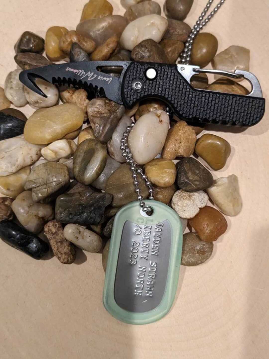 Military Dog Tags With Silencer and Pocket Knife Camping - Etsy