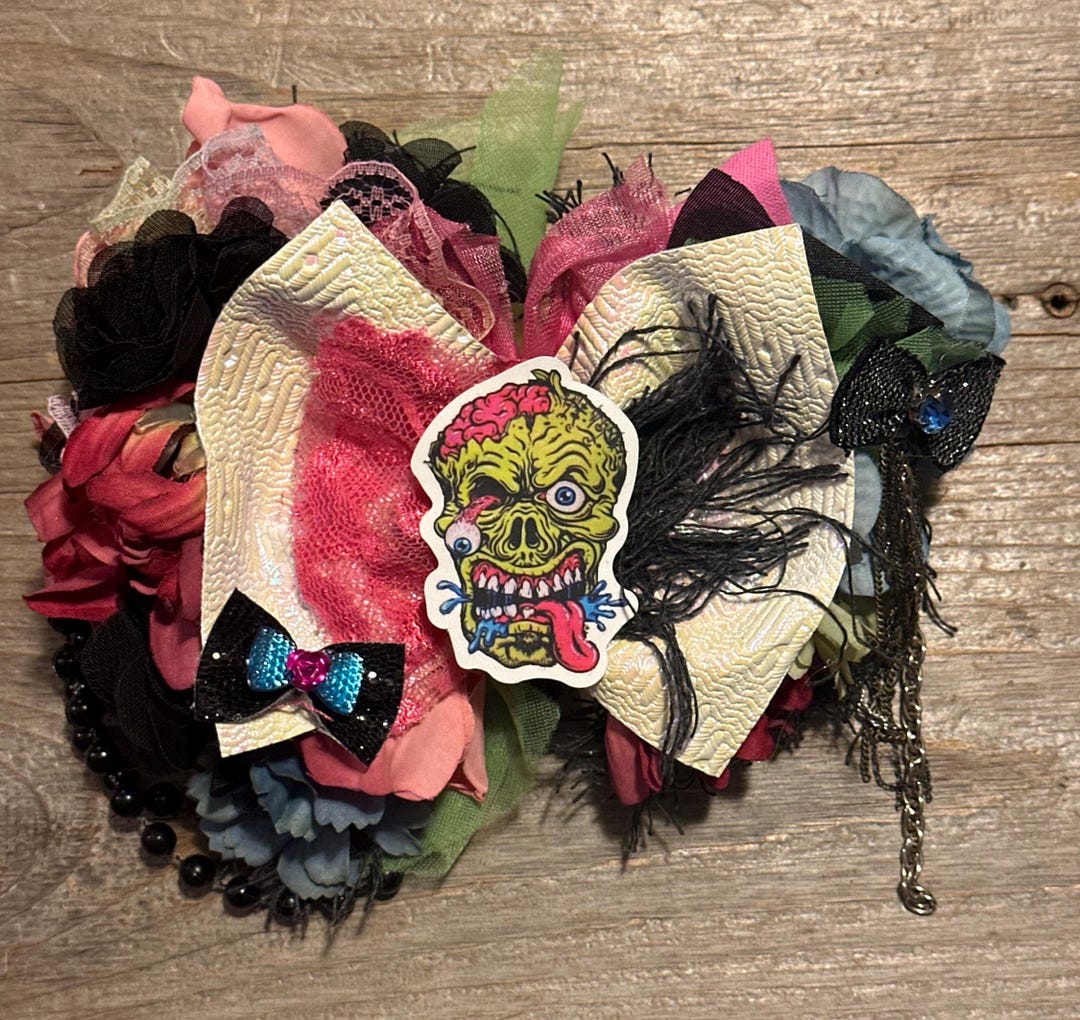 Monster Hair Bow | Monster | Pink & Green Zombie | Scary Bow | Zombie ...
