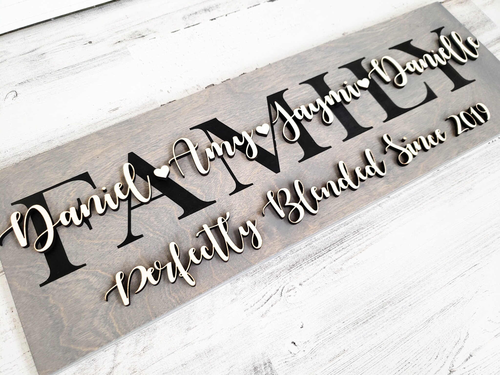 3D Blended Family Wood Sign Family Home Decor Family Sign - Etsy
