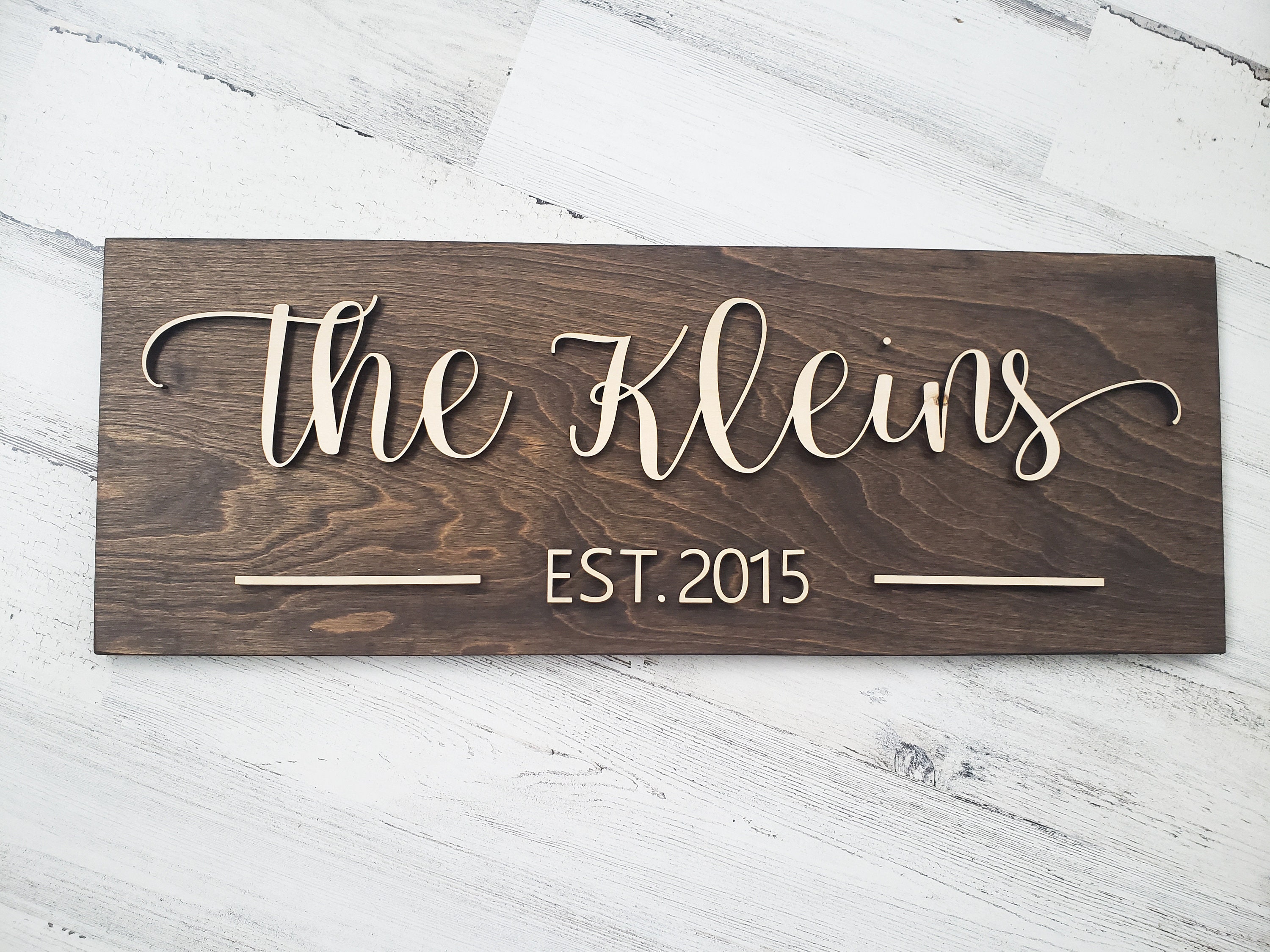 Last Name 3 D Sign Family Name Sign EST Date Sign - Etsy