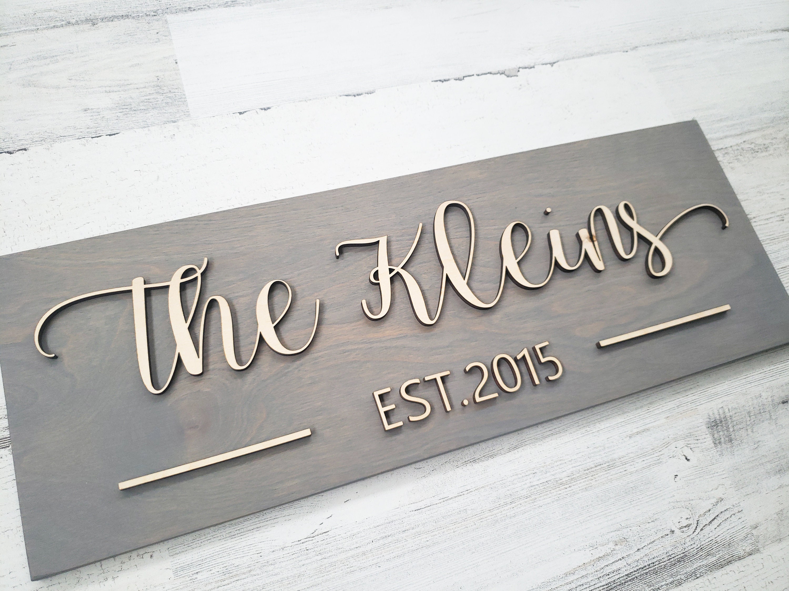 Last Name 3 D Sign Family Name Sign EST Date Sign - Etsy