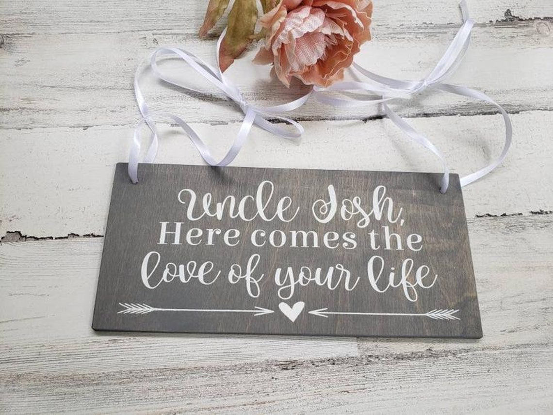 Ring Bearer Sign Uncle Wedding Sign Here Comes the Bride - Etsy