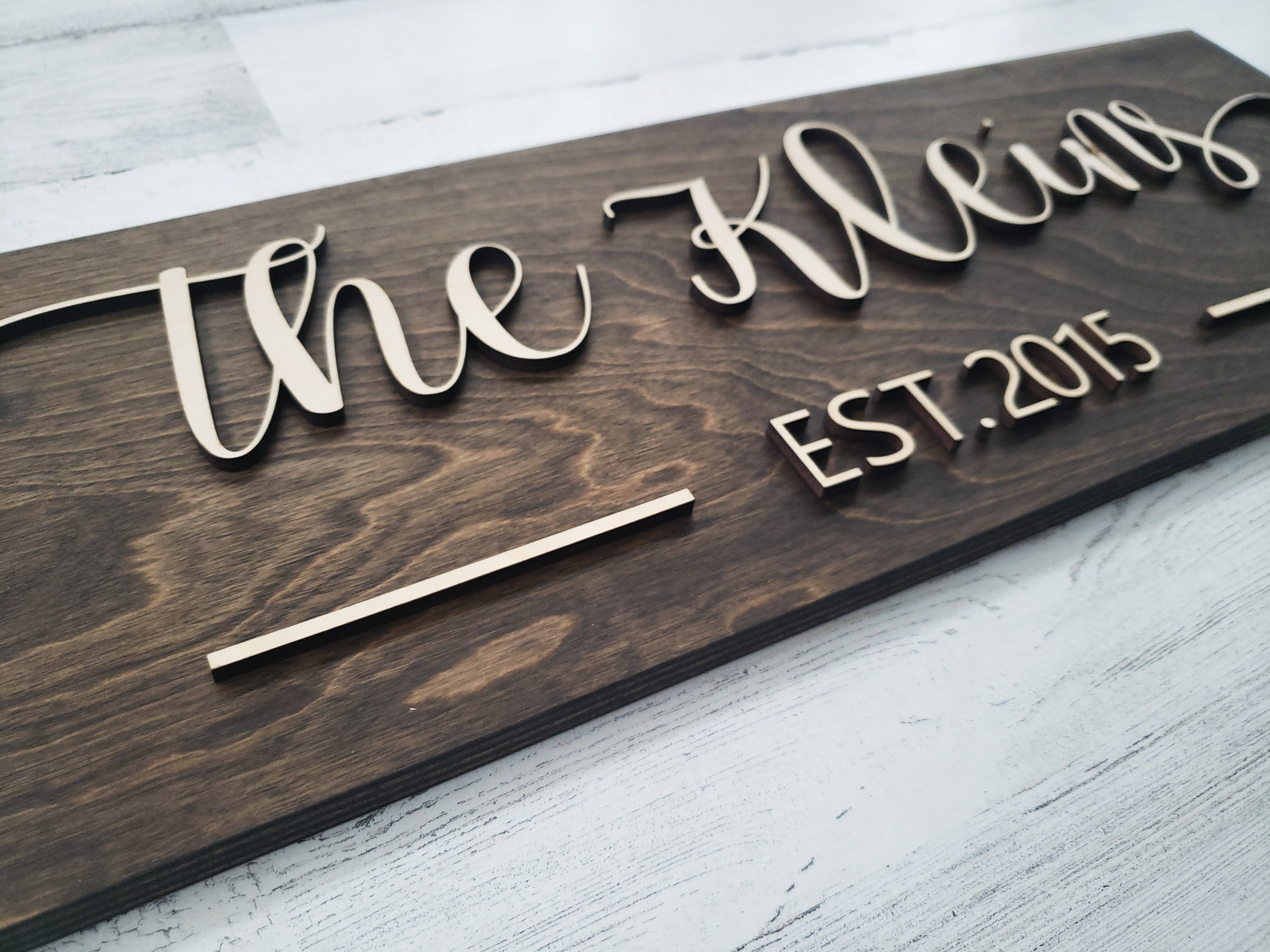 Last Name 3 D Sign Family Name Sign EST Date Sign - Etsy