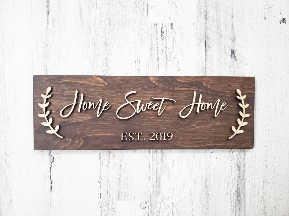 3D wood Sign Home sweet home sign Wood name Sign | Etsy