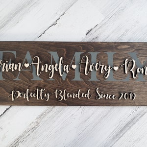 3 D Blended Family Wood Sign Family Home Decor Family Sign With Names ...