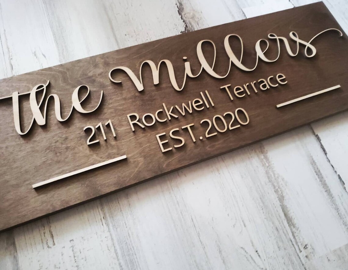 Last Name Sign Custom Sign Established Sign Wood Address - Etsy