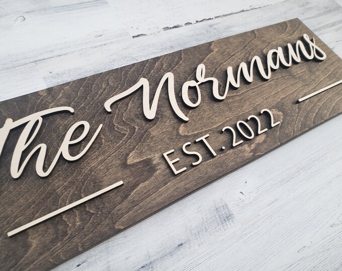 Last Name Sign | Custom Sign | Established Sign | Personalized Wedding ...