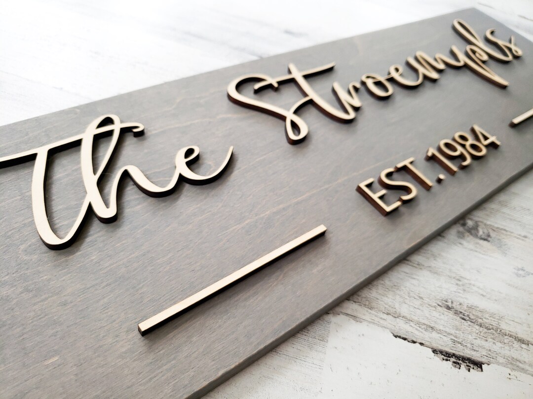 Last Name Sign Custom Sign Christmas Gift Personalized Anniversary Gift ...