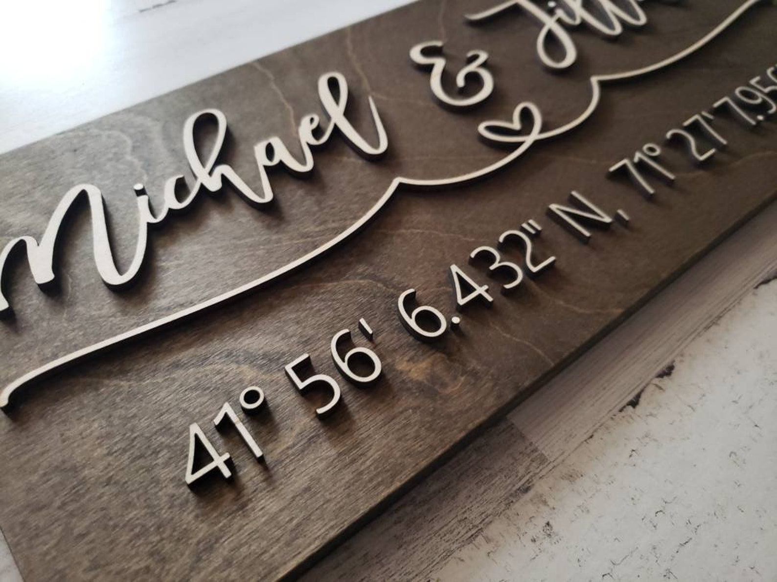 Last Name Sign Custom Sign 3 D Coordinates Sign Couples Sign Wedding ...