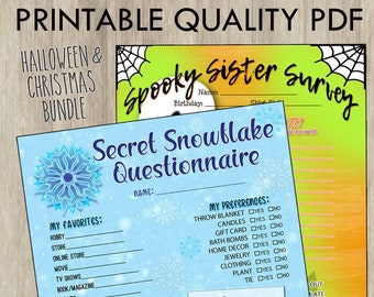 Printable PDF Spooky Sister Survey Questionnaire for - Etsy