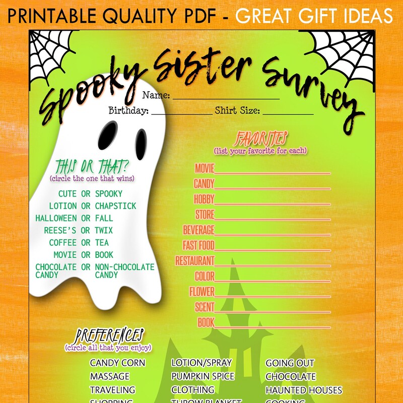 Spooky Basket Questionnaire - Etsy