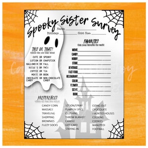 Printable PDF Spooky Sister Survey Questionnaire for - Etsy