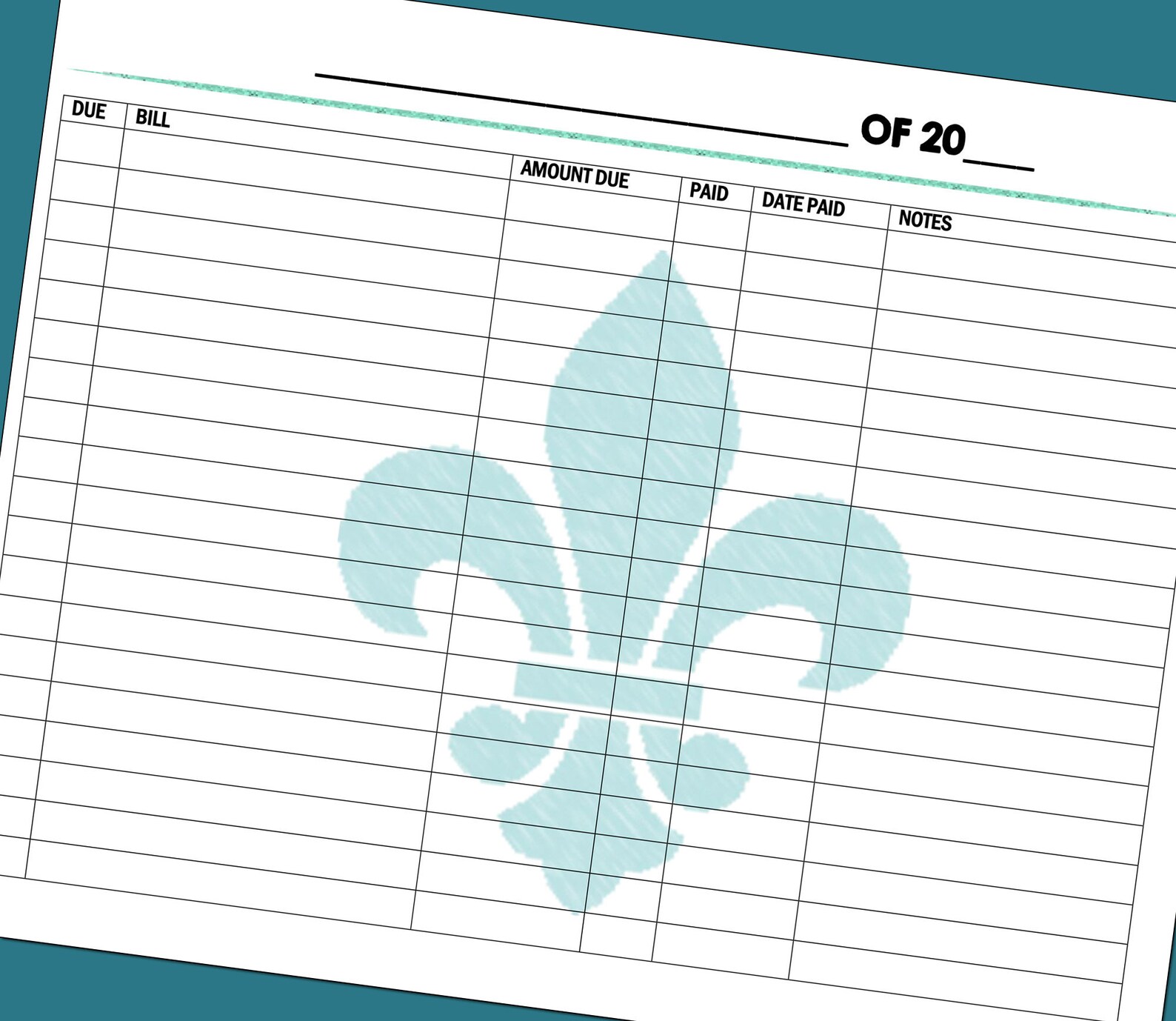 Monthly Bill Tracker (fill-in) - Printable - INSTANT PDF DOWNLOAD - Etsy