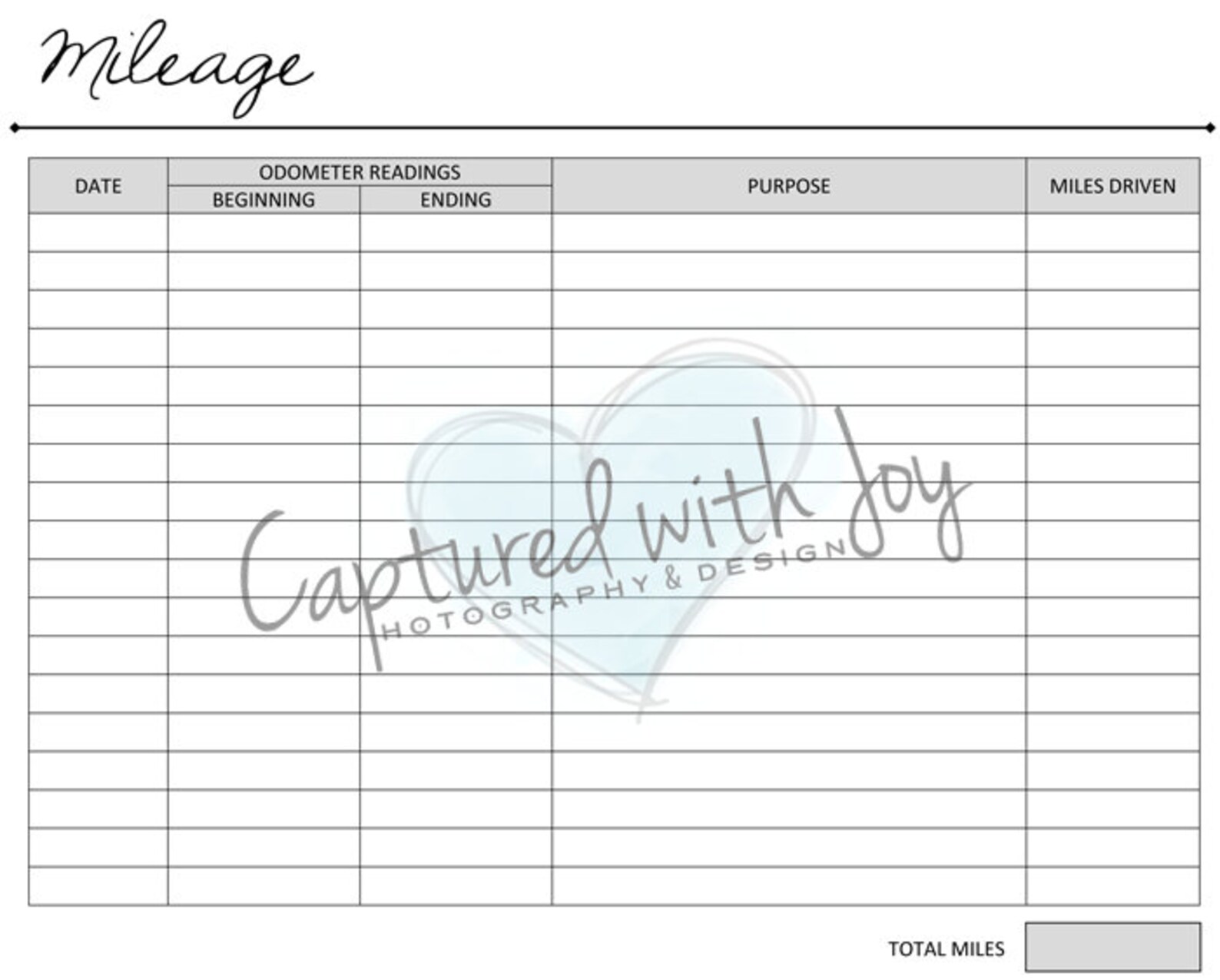Mileage Log & Sales Log - Printable - INSTANT PDF DOWNLOAD - Etsy