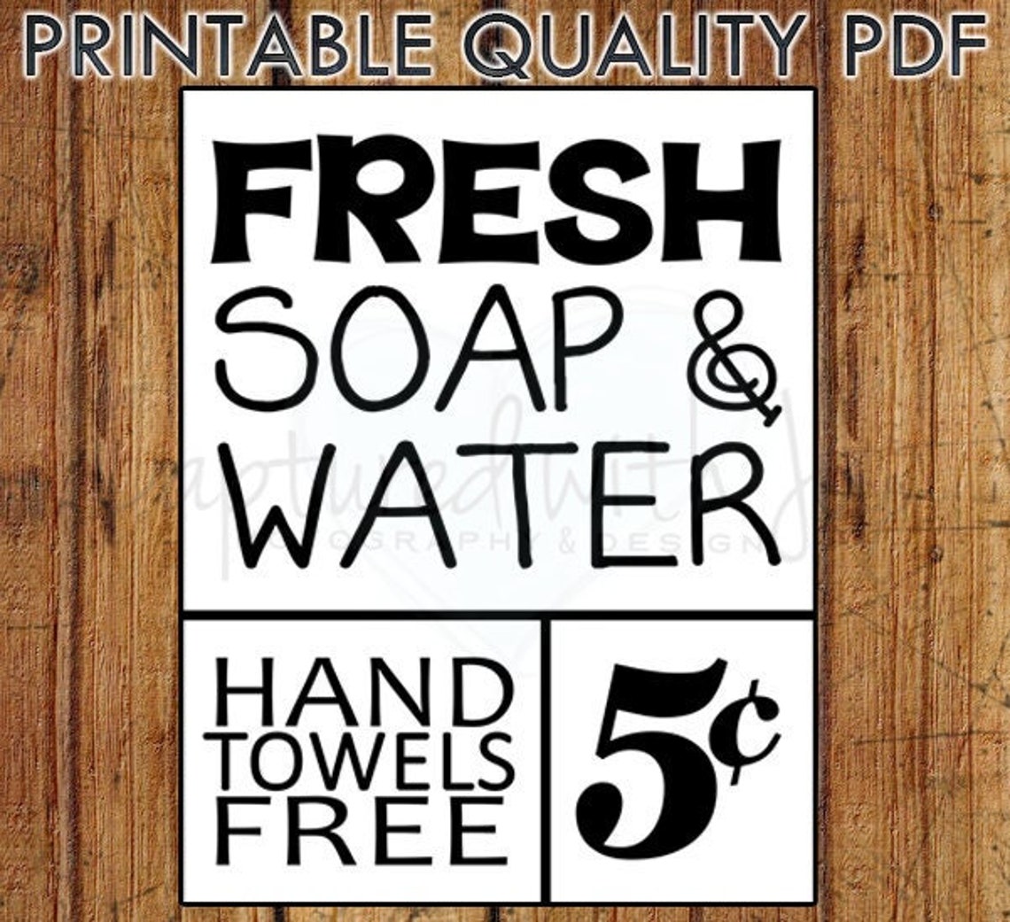 Farmhouse Bathroom Sign - INSTANT PDF DOWNLOAD - Farmhouse Decor - Etsy