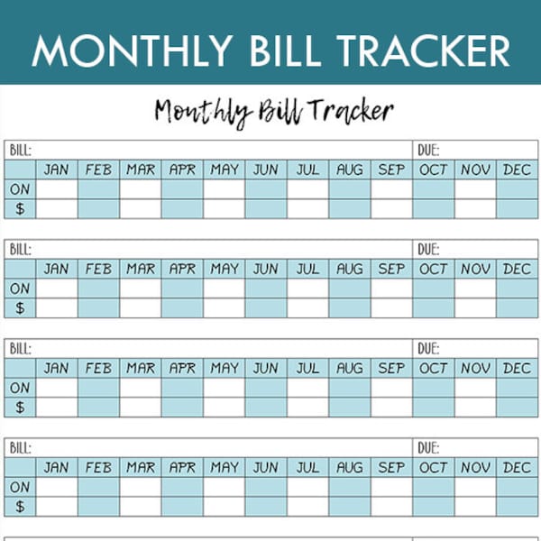 Monthly Bill Tracker - Etsy