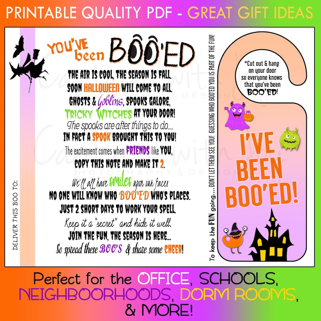 You've Been BOO'ED Halloween Theme Gifting With Door Hanger PDF ...