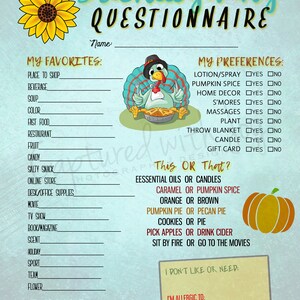 Printable PDF - Friendsgiving Questionnaire for Fall Theme Gift ...