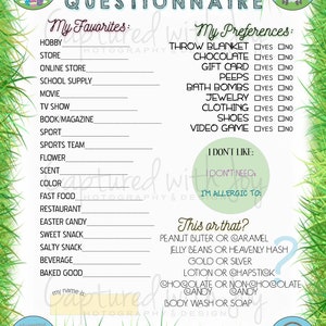 DIGITAL PDF DOWNLOAD - Easter Time Questionnaire (gift Exchange, Gift ...