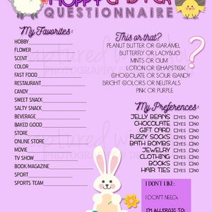 PRINTABLE PDF - Hoppy Easter Questionnaire (gift Exchange, Gift Ideas ...