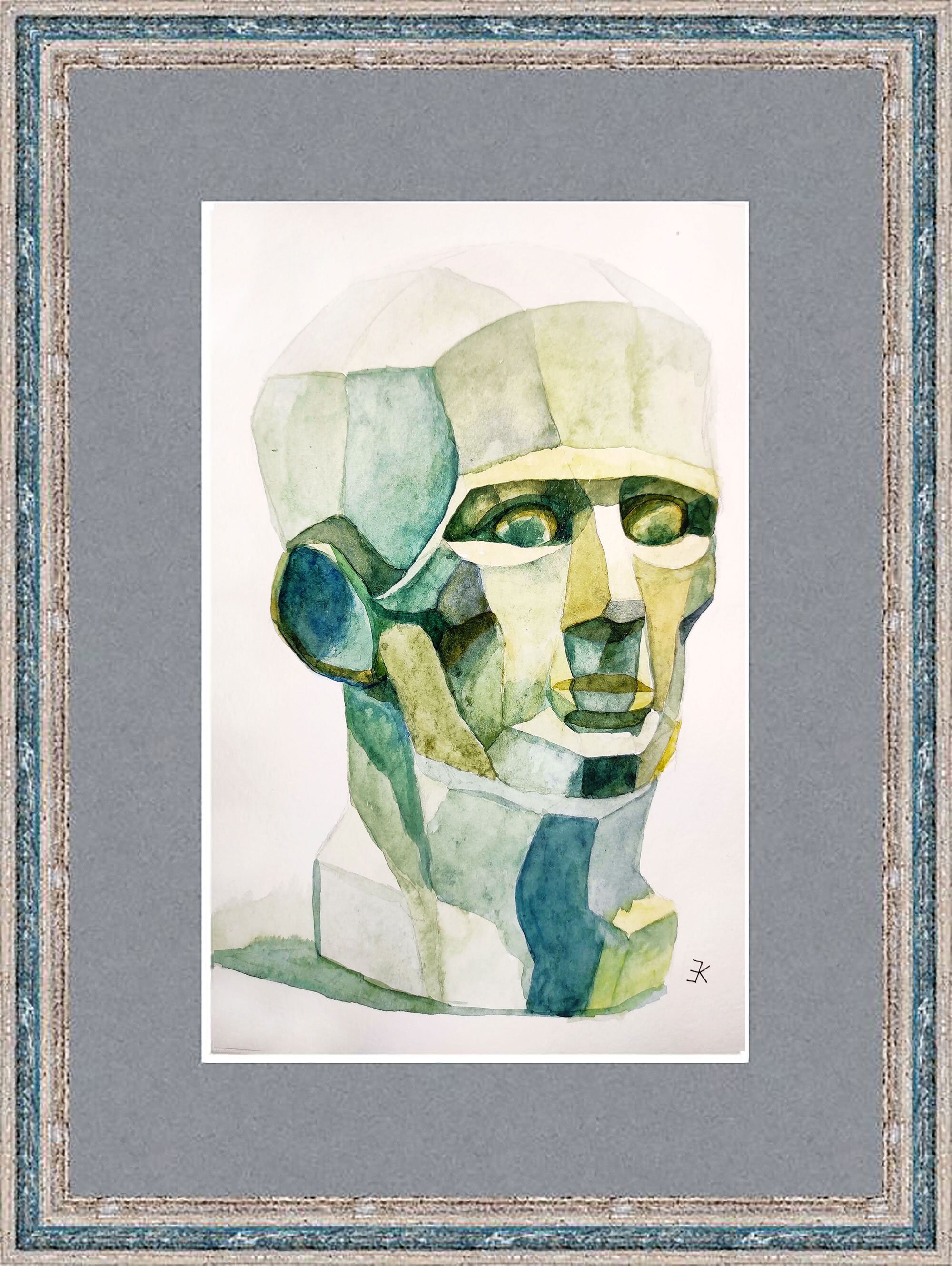 Human Head Painting Watercolor Original Art Skull Artwork - Etsy