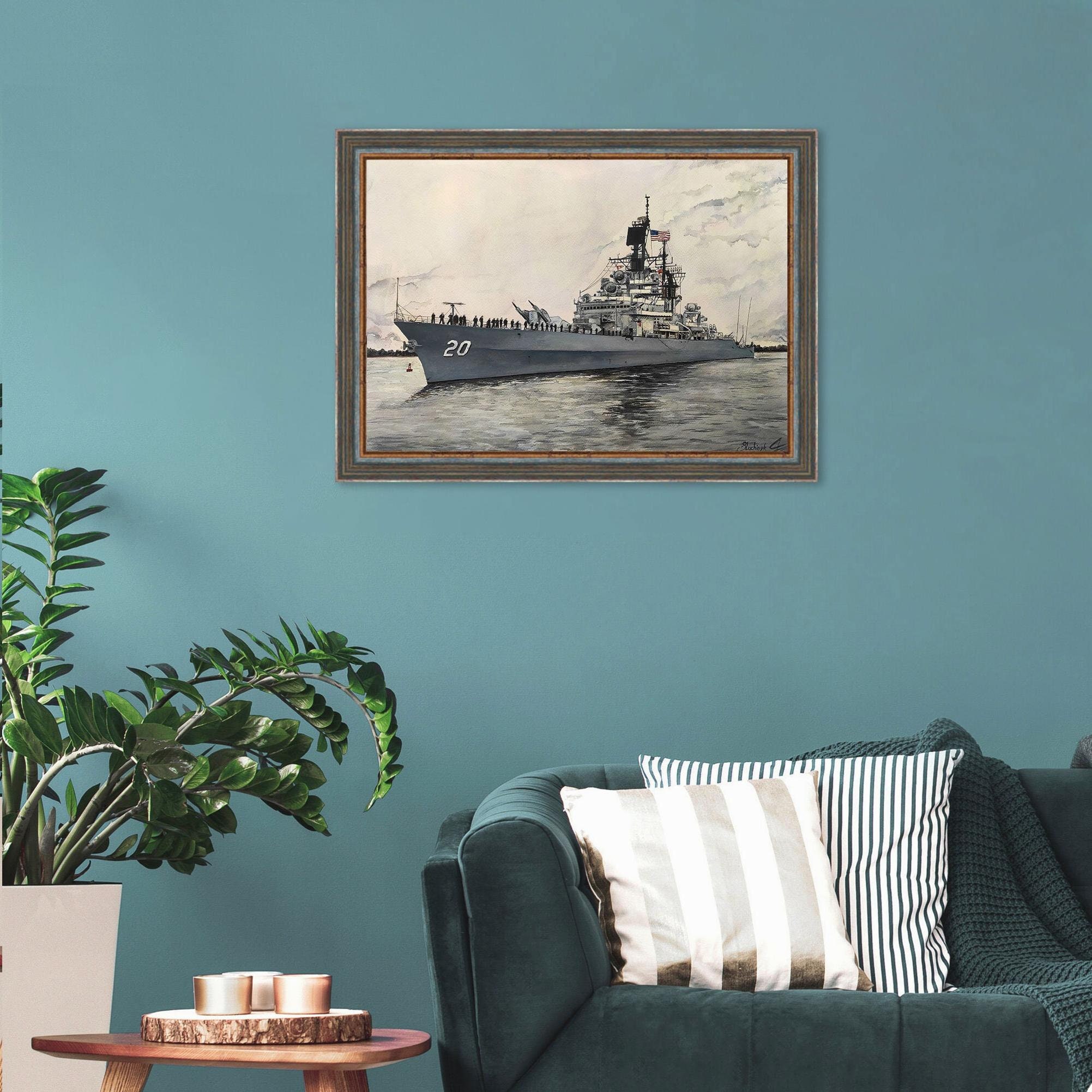 Warship Painting Military Watercolor Original Art US Navy Artwork ...