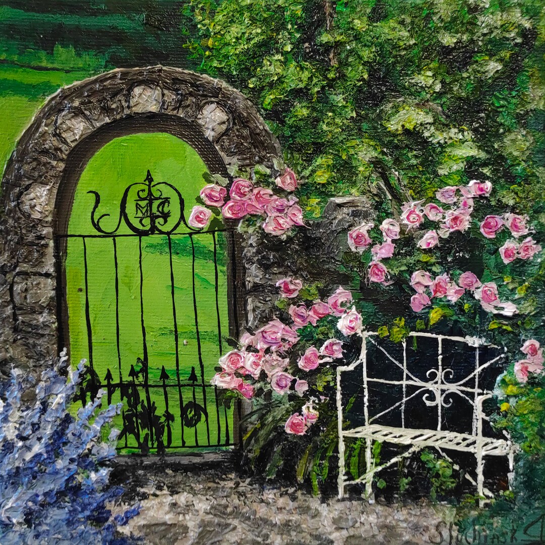 Cottagecore Painting Original Art Arch Painting Textured Artwork ...