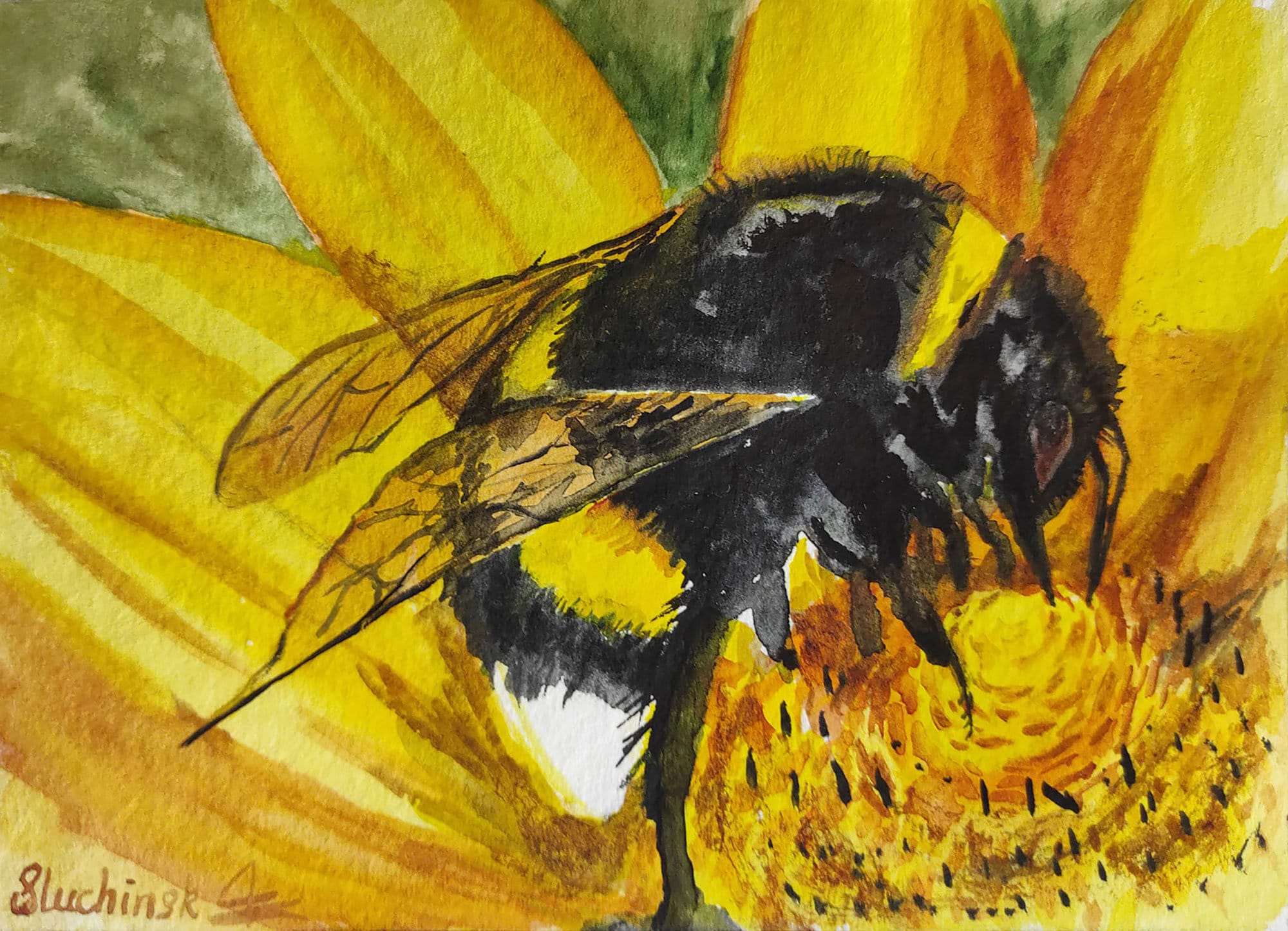 Art & Collectibles Bee Painting Original Art Oil on Canvas Painting ...