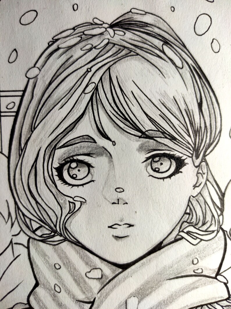 Manga Drawing Original Ink Anime Art Love Artwork Contemporary - Etsy