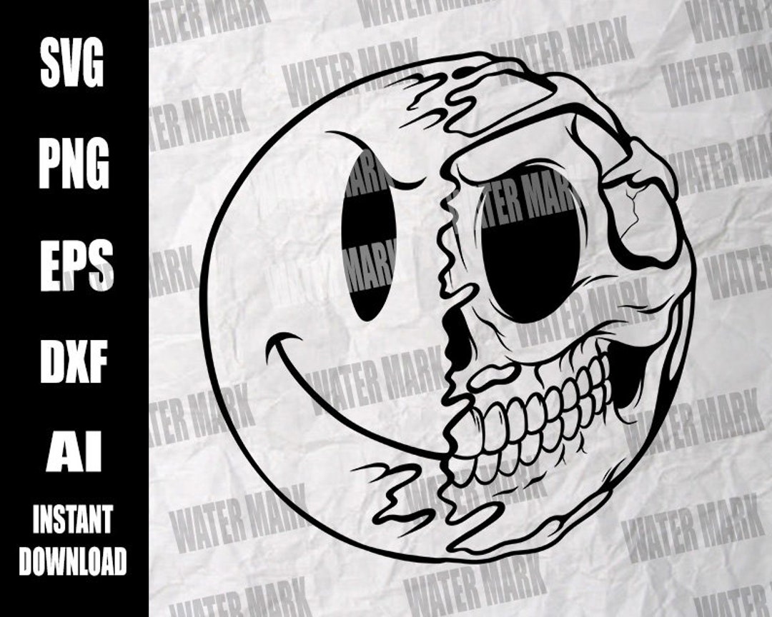 Drippy Smiley Skull SVG File Digital Dxf Png Eps Ai - Etsy