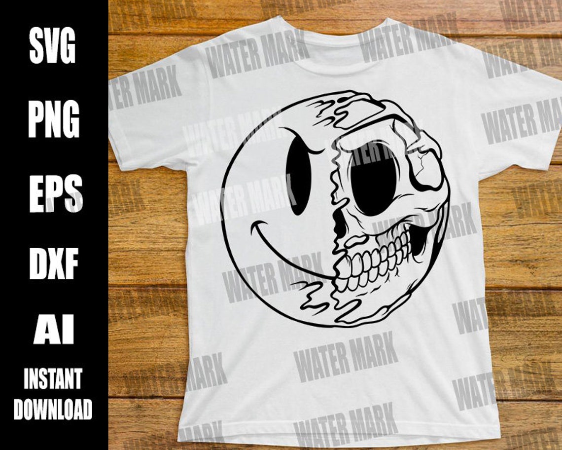 Drippy Smiley Skull SVG File Digital Dxf Png Eps Ai - Etsy