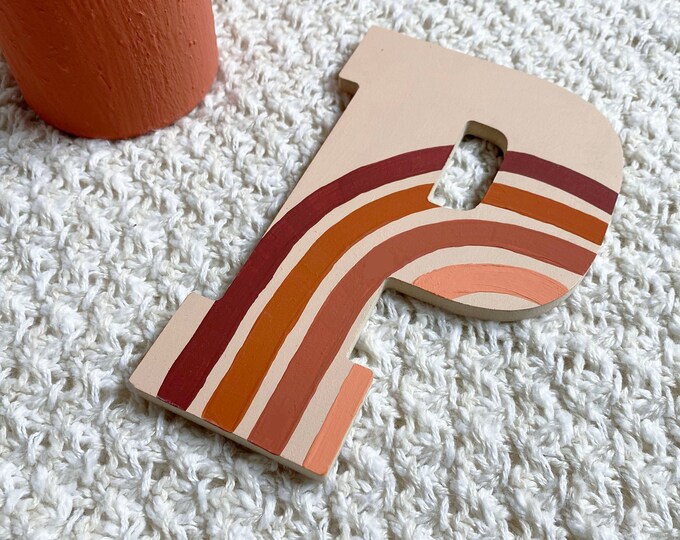 Bohemian Rainbow Painted Letter, Rainbow Landscape Print, Boho Room ...