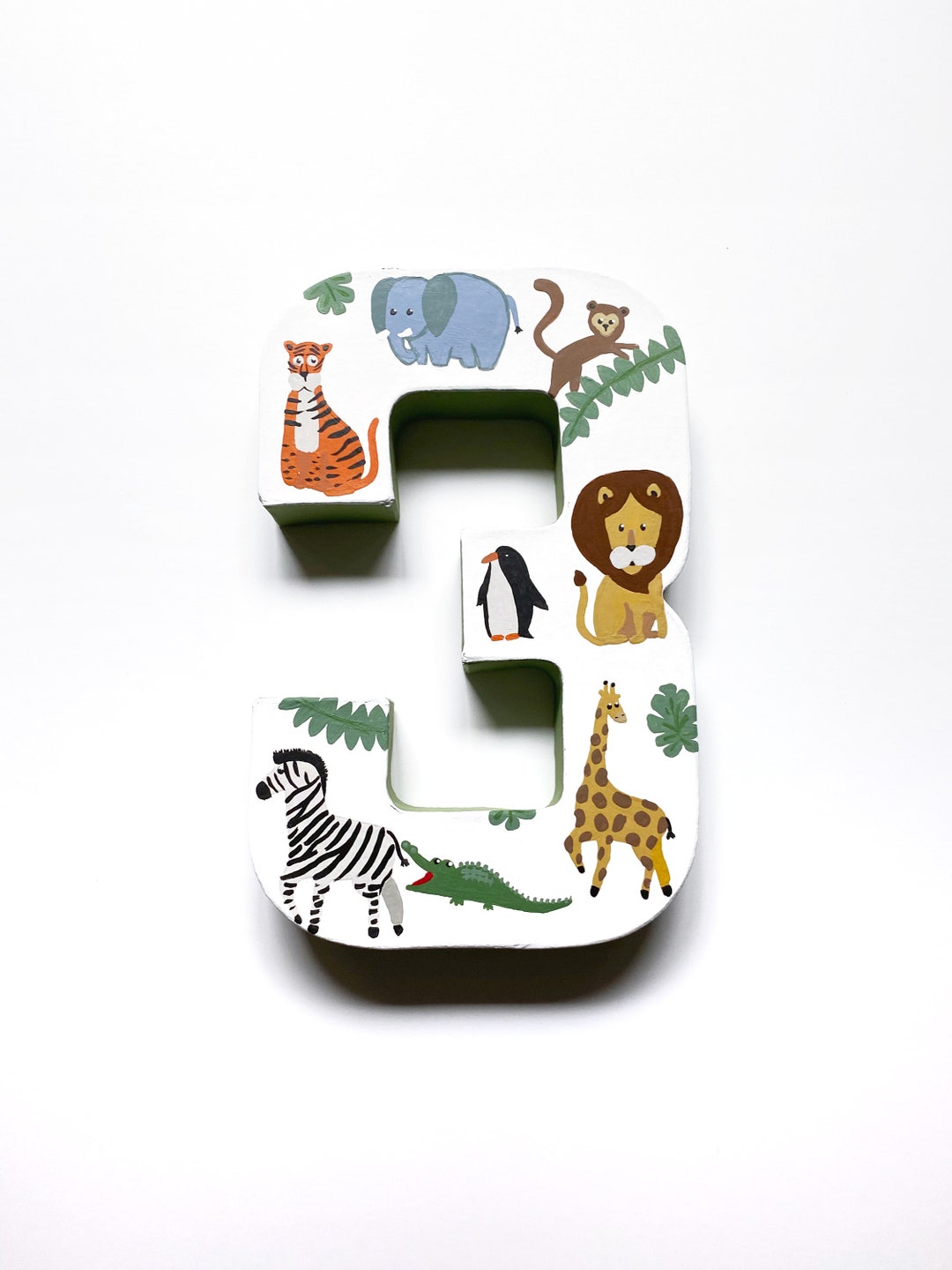 Handpainted Zoo Animal Number, Safari Party Decor, Photo Prop - Etsy