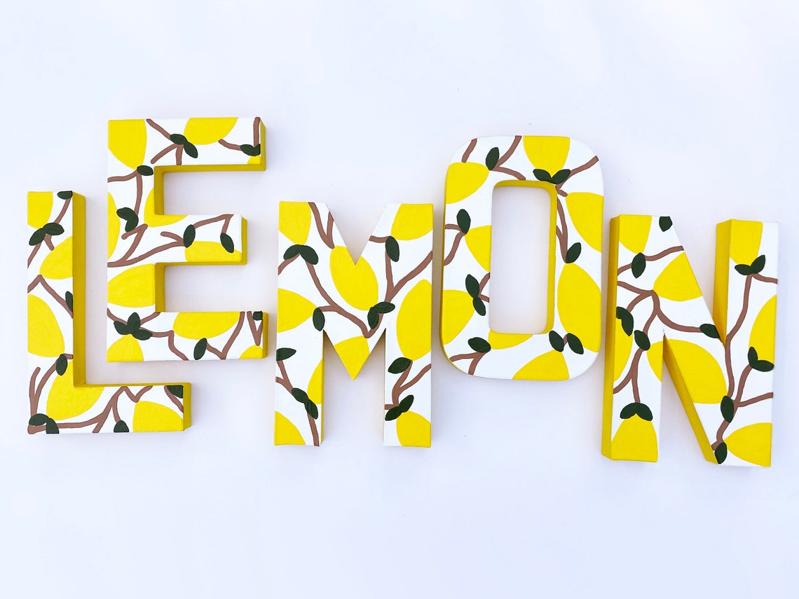 Hand-painted Lemon Wood Letter, Summer Party Decor - Etsy