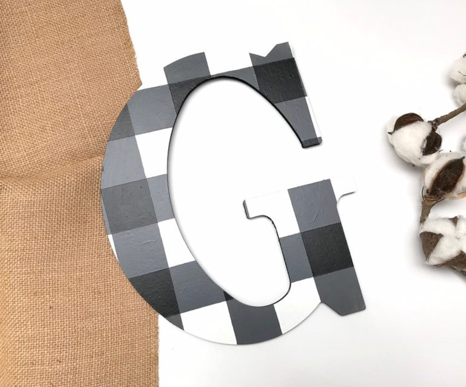 Hand-painted Plaid Wood Letter, Buffalo Check, Christmas Decor - Etsy