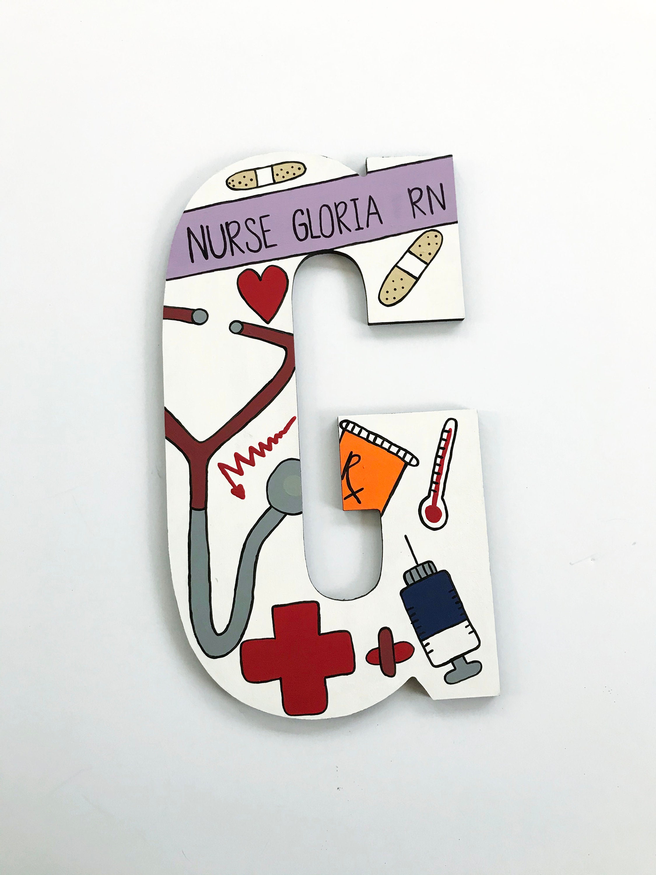 Hand-painted Nurse Wood Letter, Medical Decor, RN Gift - Etsy