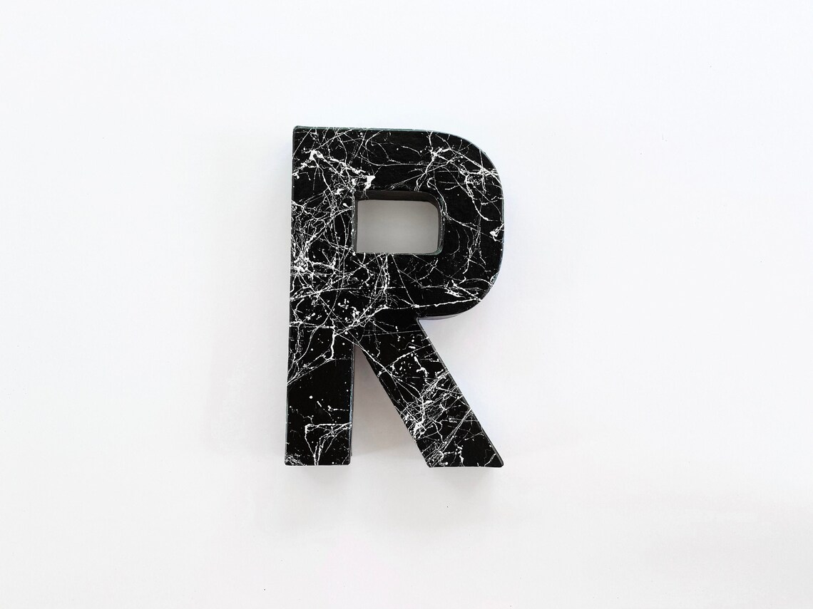 Hand-painted Marble Effect Wood Letter, Modern Wall Decor - Etsy