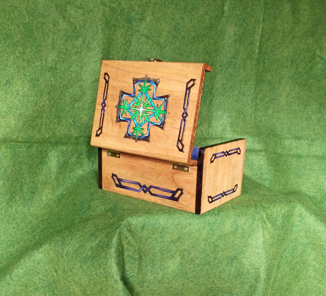 Cannabis Accessories Box / Stash Box/ Wood Burn Box/ 420/ Hemp ...