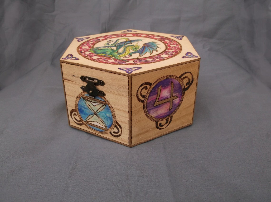 Woodburned and Handpainted Wood Dragon Box/keepsake Box/treasure Box ...