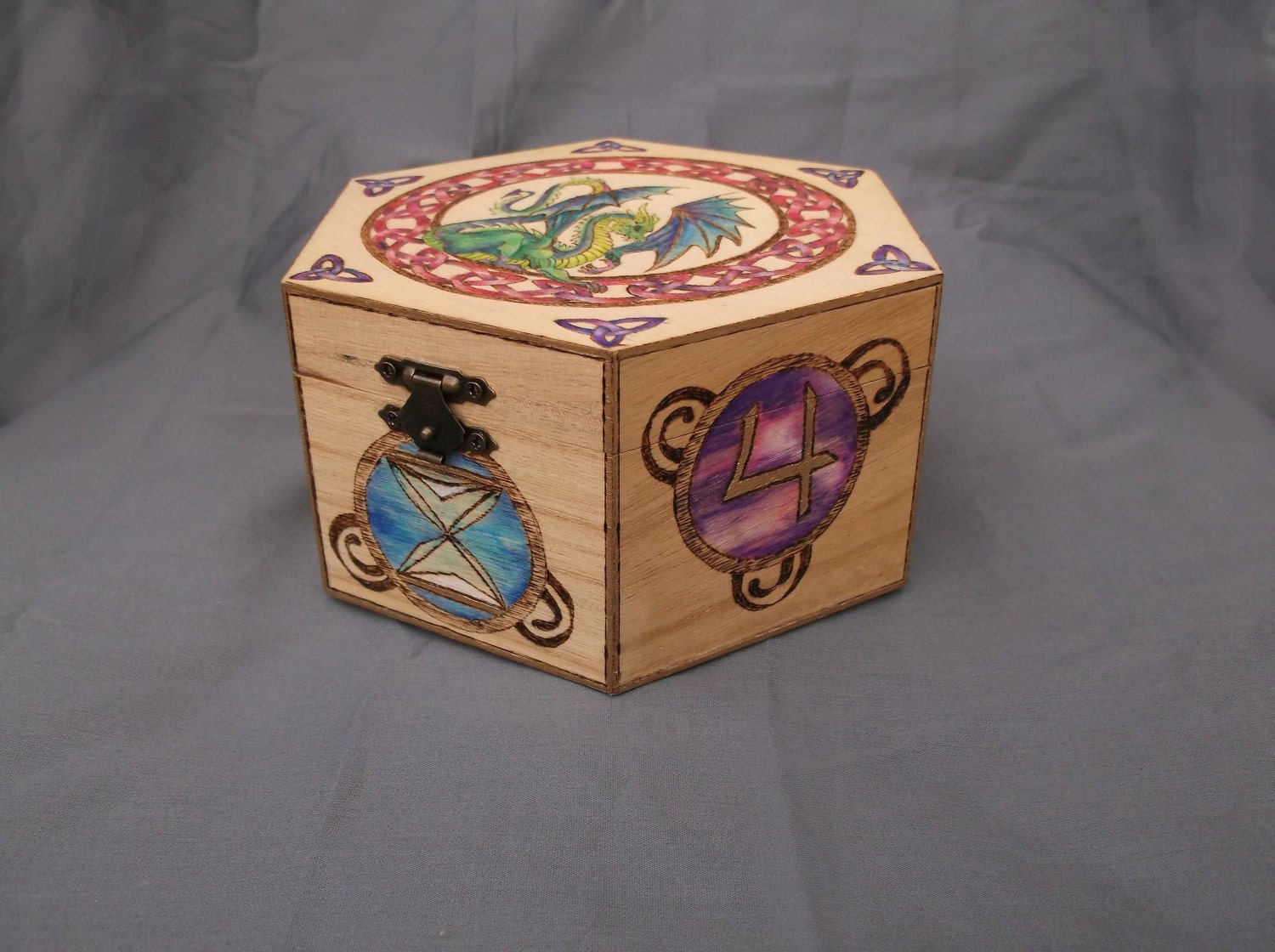 Woodburned and Handpainted Wood Dragon Box/keepsake Box/treasure Box ...