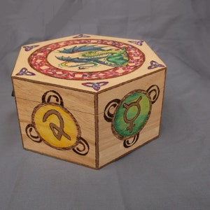 Woodburned and Handpainted Wood Dragon Box/keepsake Box/treasure Box ...