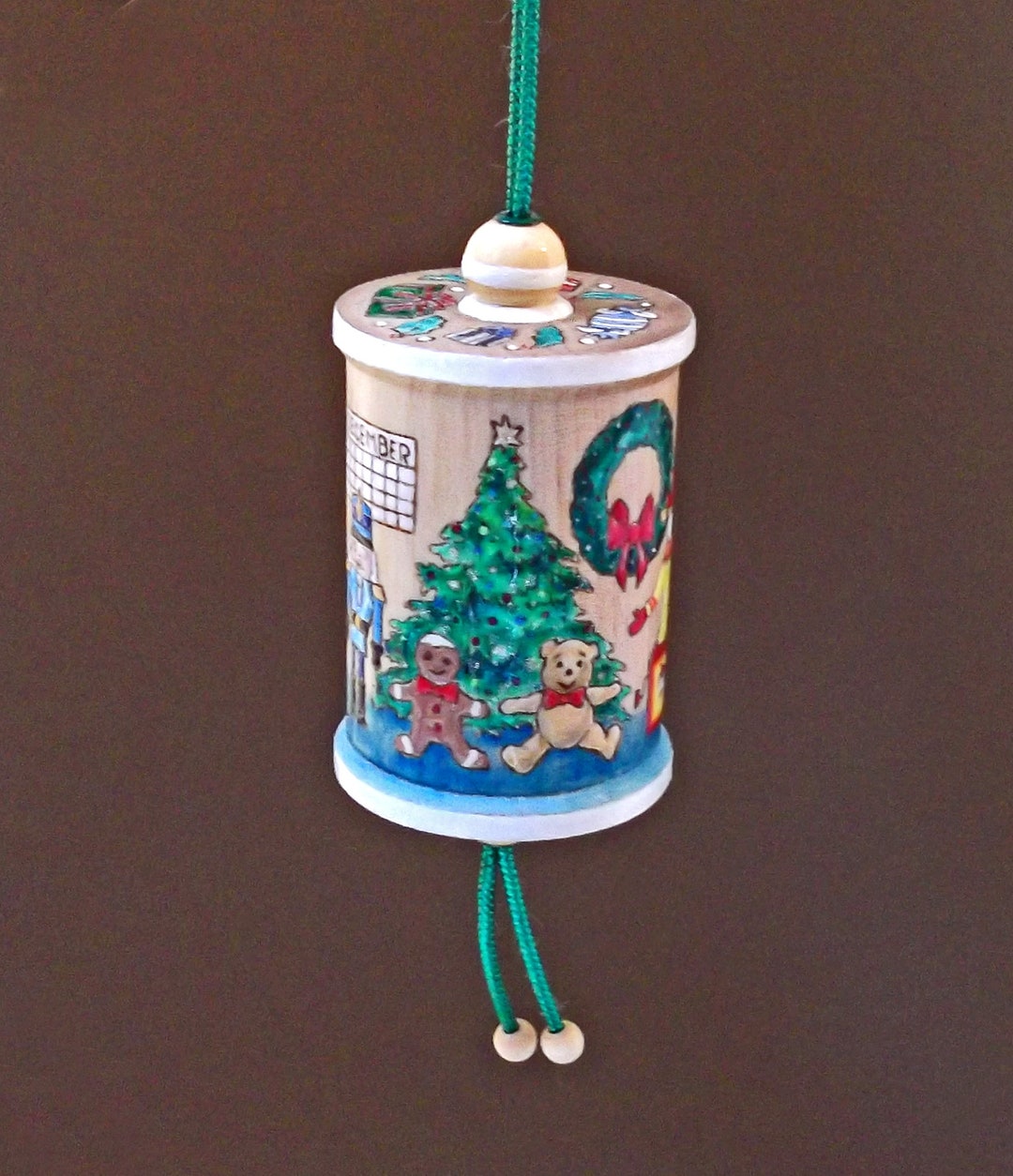 Christmas Wood Spool Ornament/winter Decoration/holiday Characters ...
