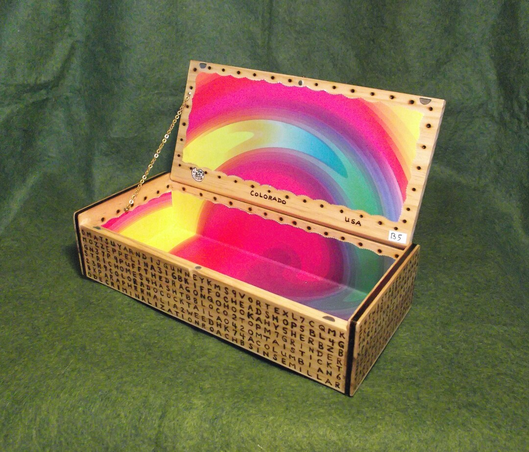 420 Woodburned Cannabis Box/word Puzzle Box/accessories Box/pot Box ...
