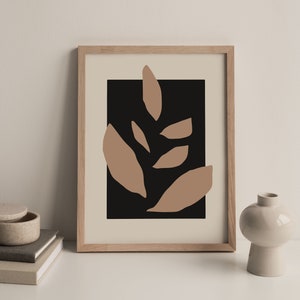 ABSTRACT BOTANICAL MODERN Print Digital Download, Black Large Floral ...