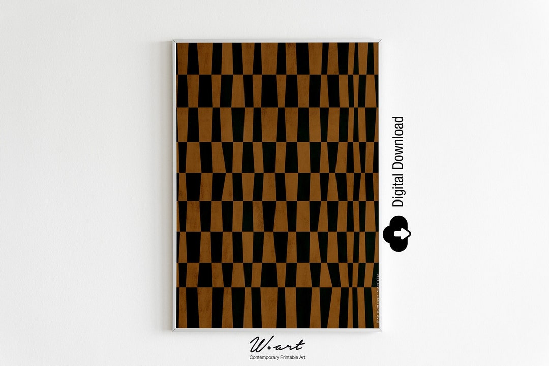 Contemporary Checkerboard Pattern Art - Minimalist Black and Copper ...