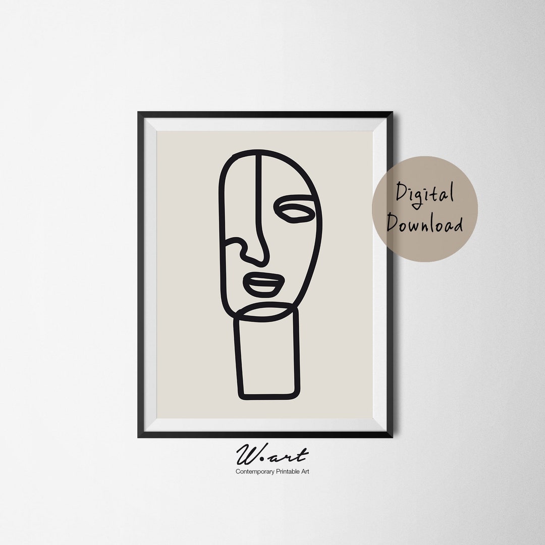 One Line Drawing, Line Art Print, Abstract Line Art, Abstract Face ...