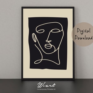 Abstract Line Art, Mid Century Modern Wall Art, One Line Drawing ...